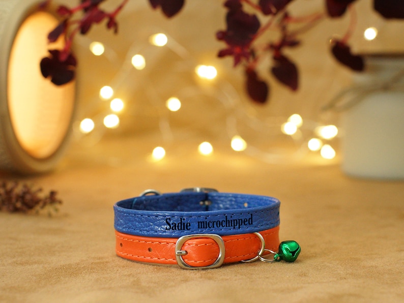 Leather Cat Collar - Custom Engraved Cat Collar - Personalized Cat ...