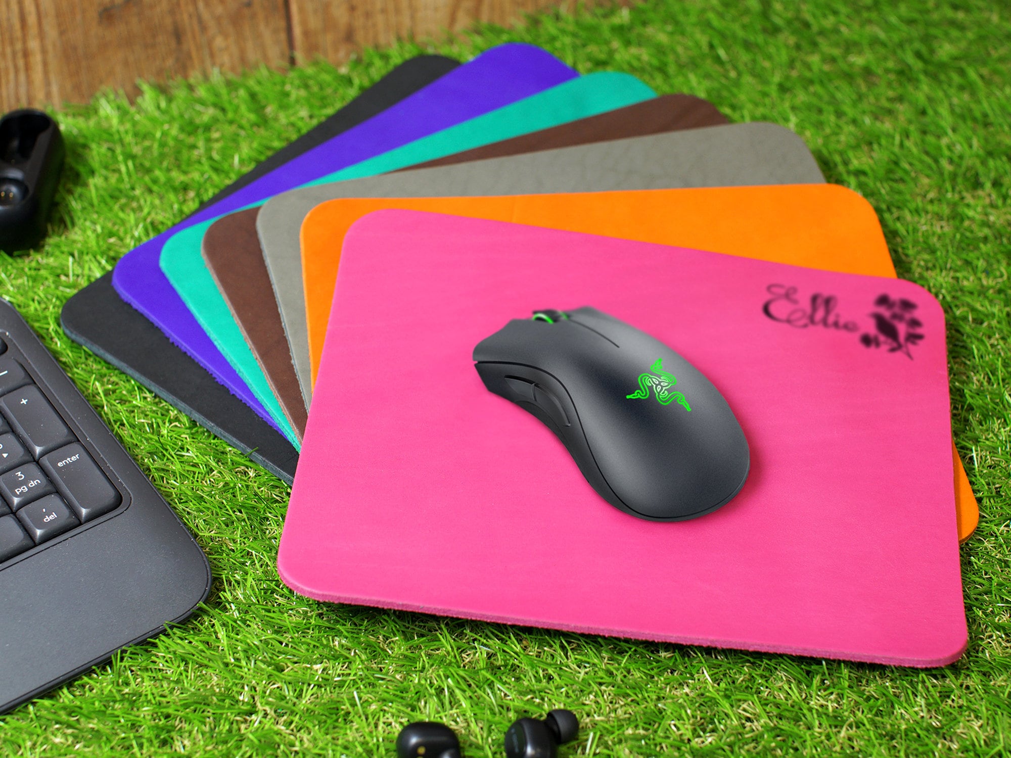 Bright Leather Mouse Pad Personalized Custom Mousepad with | Etsy