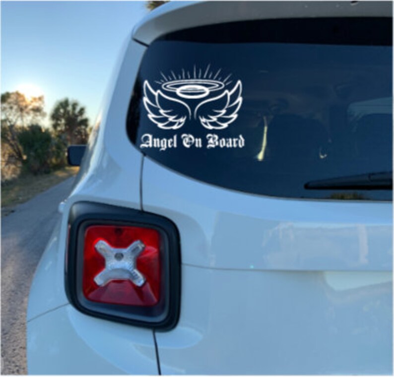 Vinyl Decal Angel on Board Angel Wings With Halo & Script - Etsy