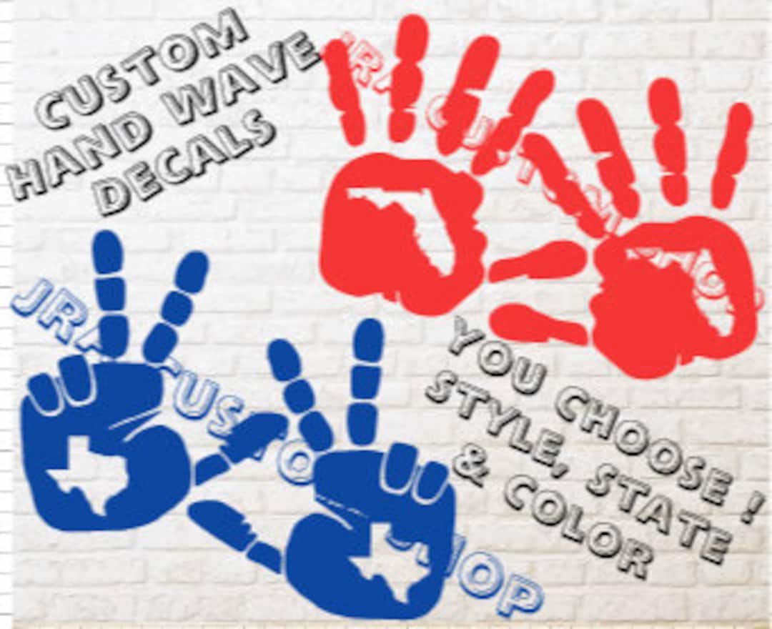 Hand Wave Decal With Your State You Pick Style Color State Vinyl Hand ...