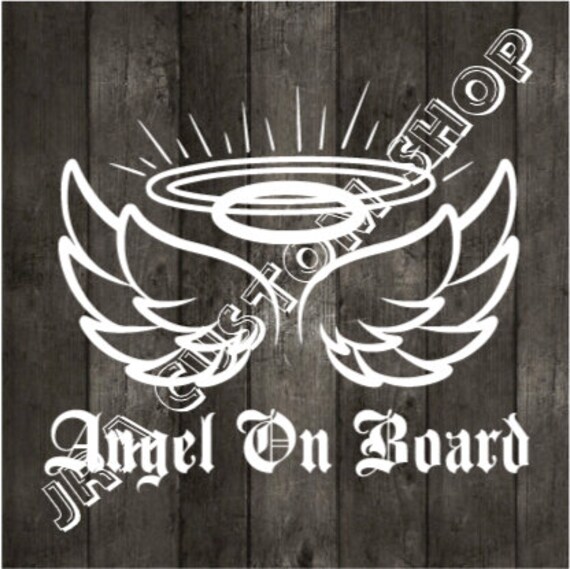 Vinyl Decal Angel on Board Angel Wings With Halo & Script - Etsy