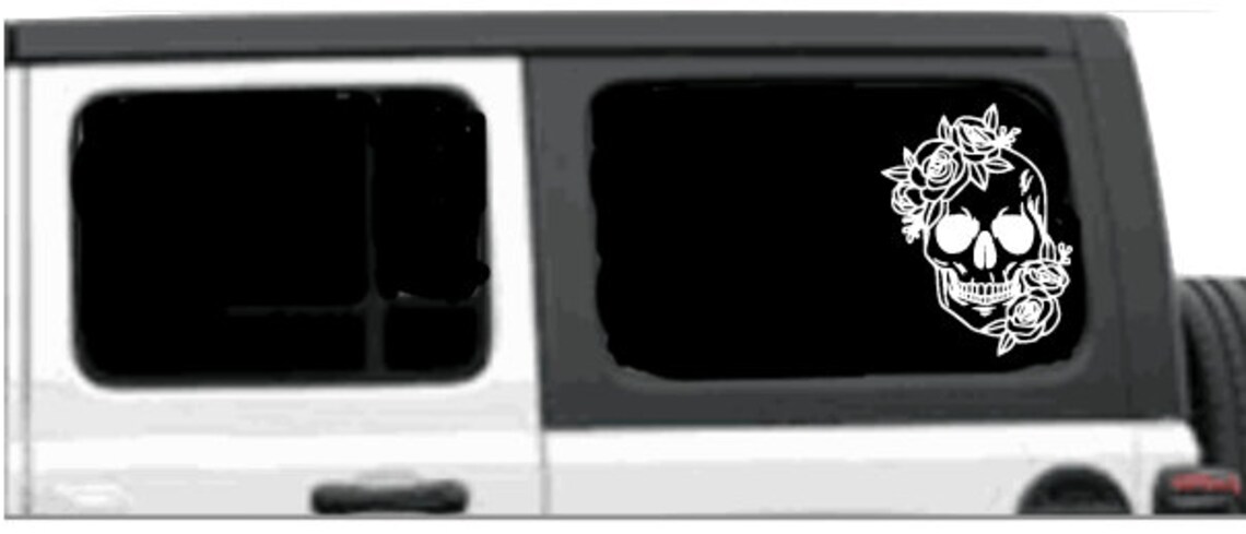 Vinyl Decal Skull & Rose Vinyl Decal Car Truck Van SUV Mug Sticker Gift ...