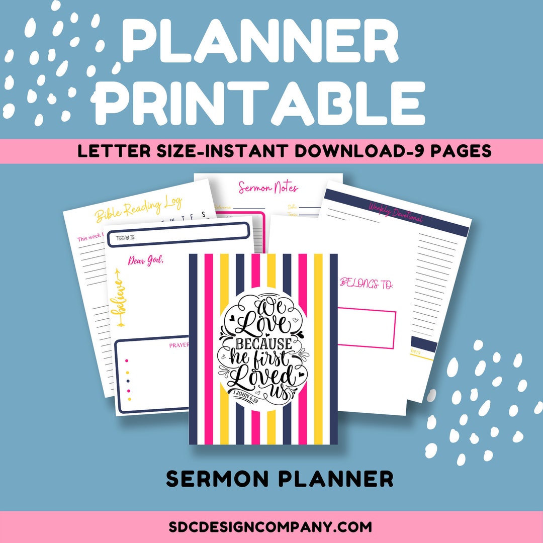 Sermon Printable Planner.sermon Letter Size Planner. Sermon Notes ...