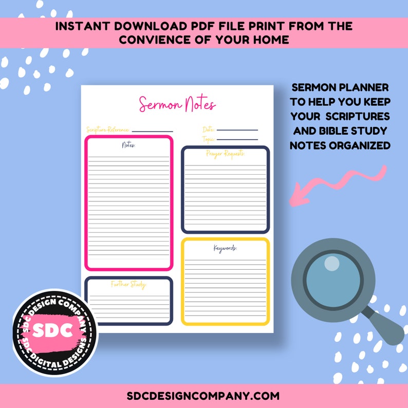 Sermon Printable Planner.sermon Letter Size Planner. Sermon Notes ...