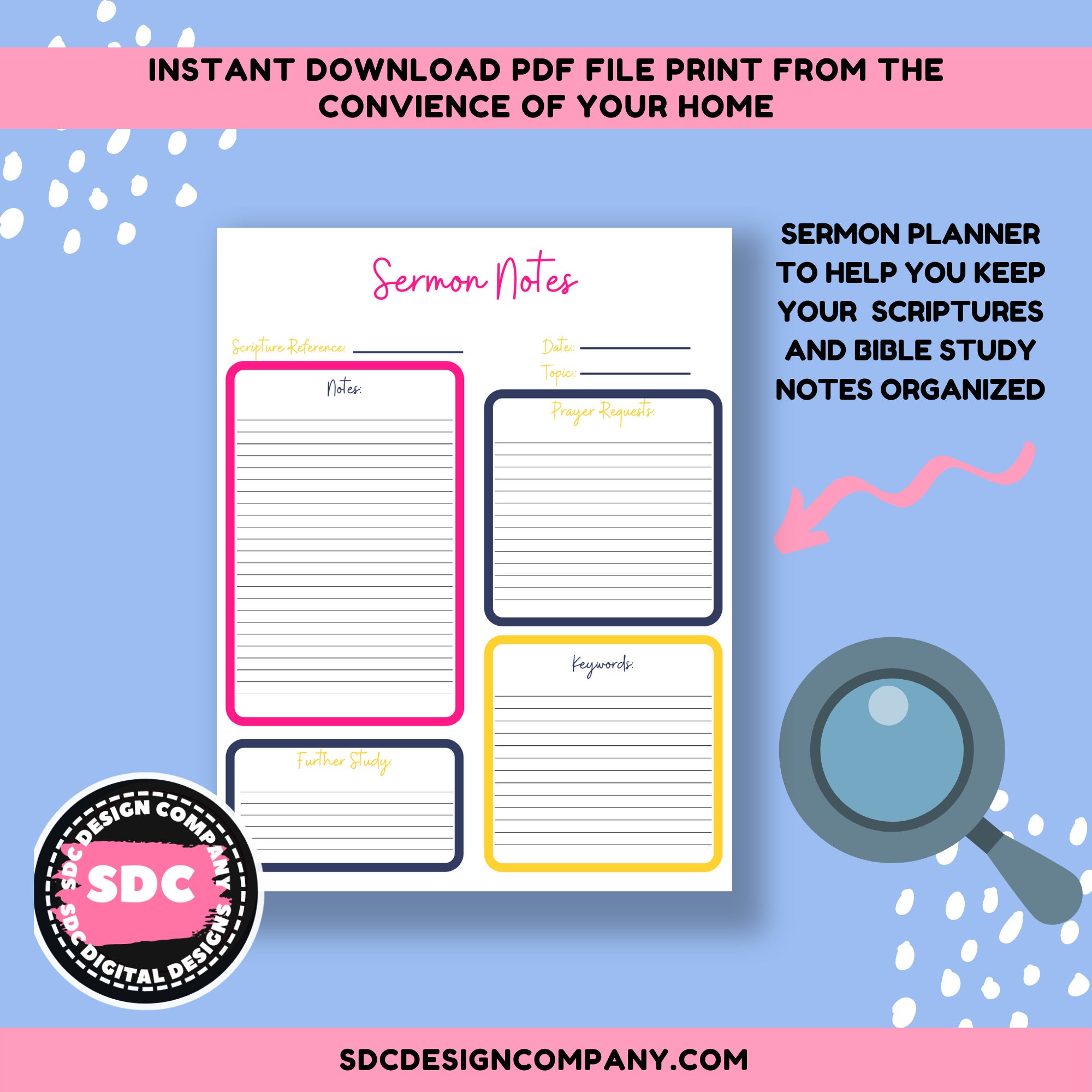 Sermon Printable Planner.sermon Letter Size Planner. Sermon Notes ...