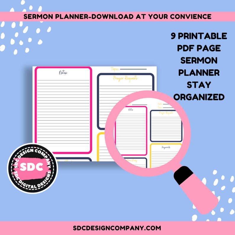 Sermon Printable Planner.sermon Letter Size Planner. Sermon Notes ...