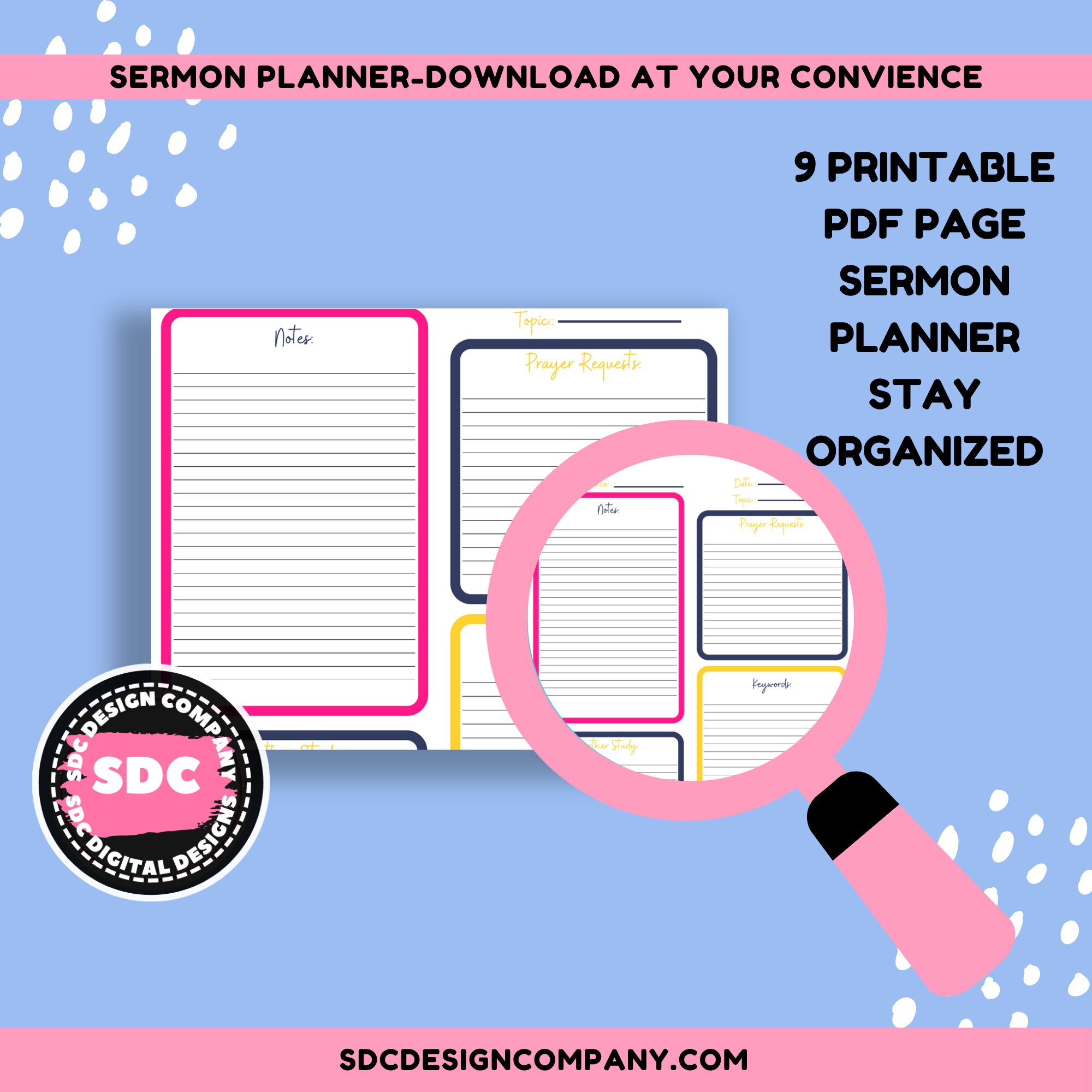 Sermon Printable Planner.sermon Letter Size Planner. Sermon Notes ...