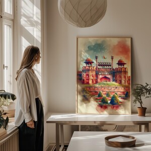 Red Fort Watercolor Poster Print - Delhi India Wall Art - Perfect ...