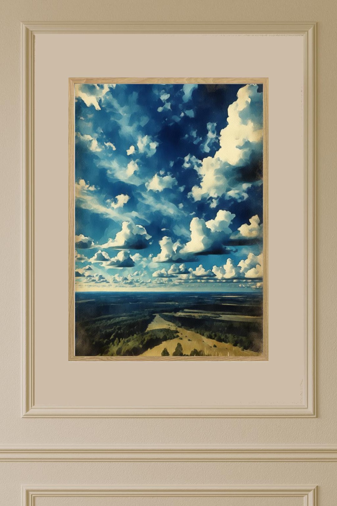 Watercolor Blue Sky and Clouds Wall Art Poster Print – Perfect Wedding ...