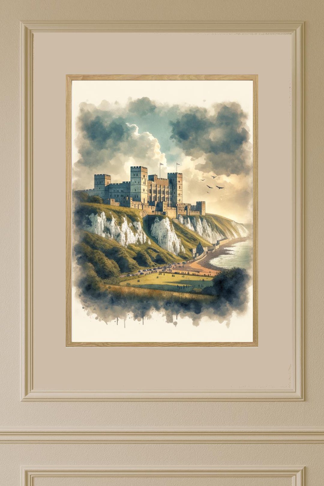 Watercolor Dover Castle Poster Print - England Travel Wall Art, Ideal ...