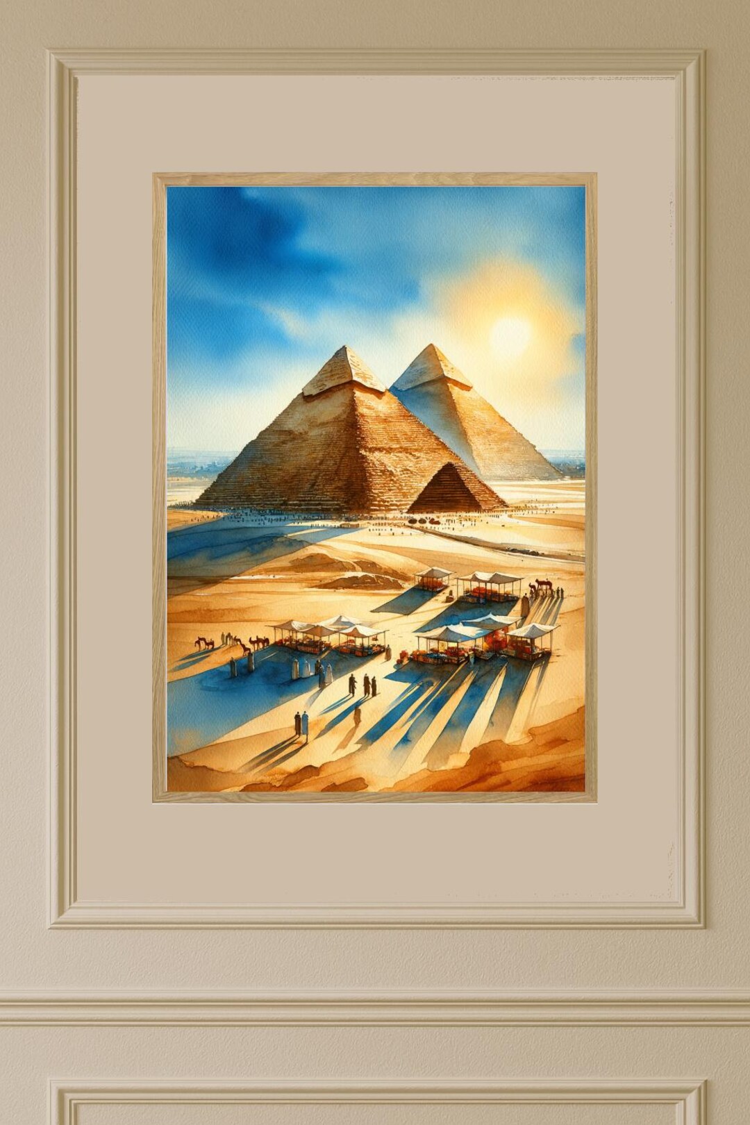 Watercolor Pyramids of Giza Poster Print - Egypt Wall Art Travel Decor ...