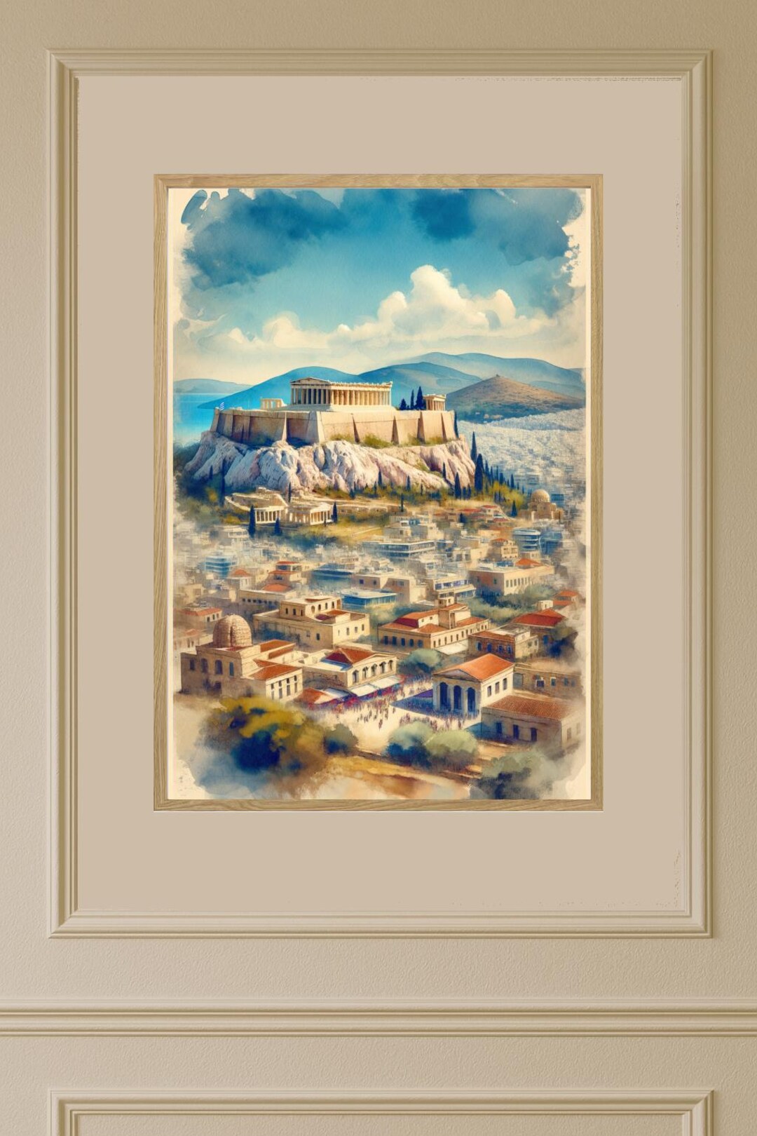 Watercolor Acropolis Poster Print - Athens Travel Wall Art, Unique ...