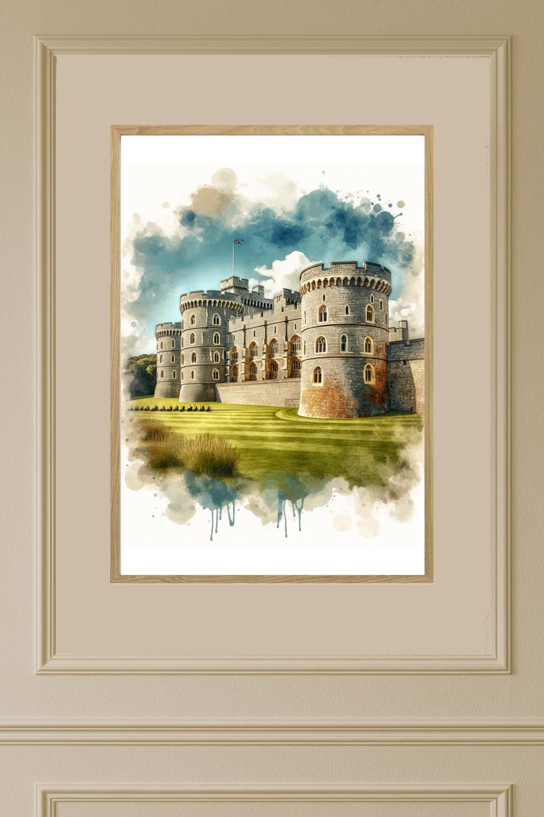 Castle Windsor Watercolor Poster Print - Elegant Wedding Gift Travel ...