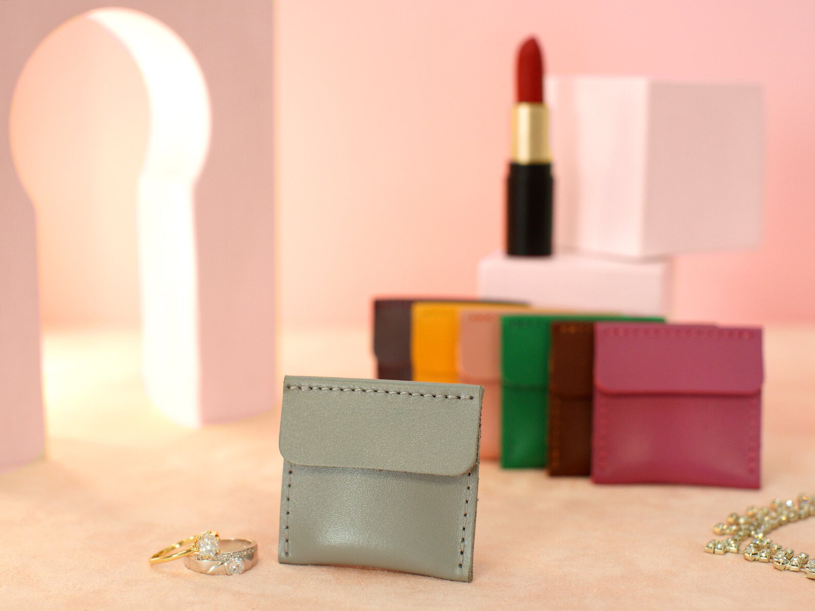 Personalized Leather Ring Case, Slim Engagement Pouch, Travel Ring ...