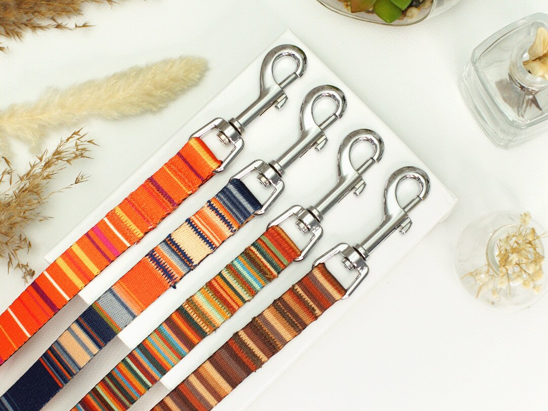 Striped Nylon Dog Leash With Metal Swivel Snap Hook, Custom 5 FT Dog ...