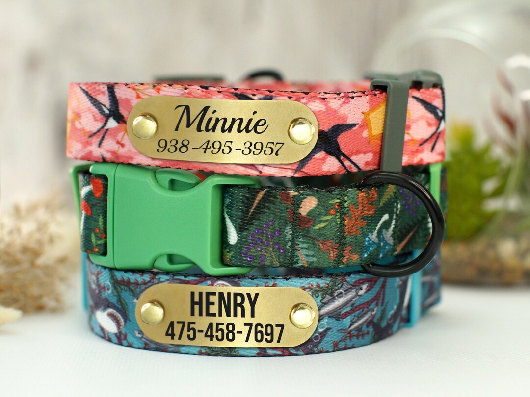 Customized Dog Collar - 4 Patterns for Your Choice, Engraved Dog Collar ...