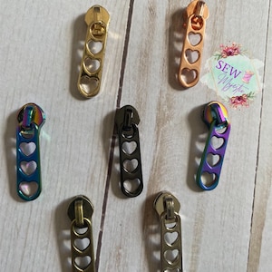 Triple Love Heart Size #5 Zipper Pulls for Nylon Zippers, Heart Zipper ...