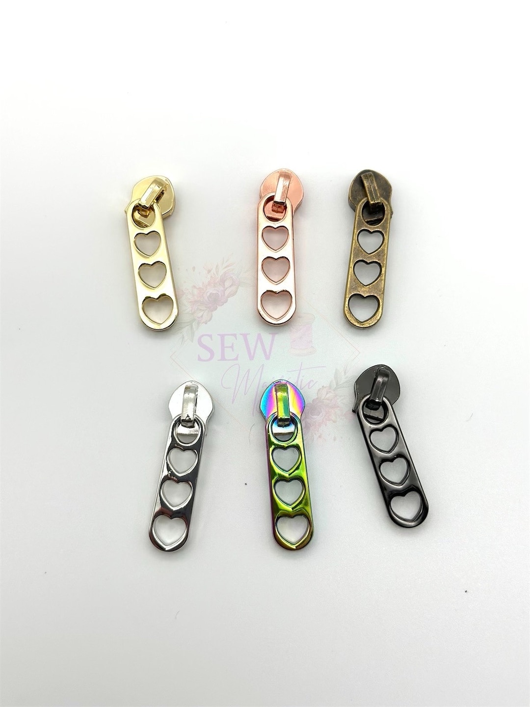 Triple Love Heart Size #5 Zipper Pulls for Nylon Zippers, Heart Zipper ...