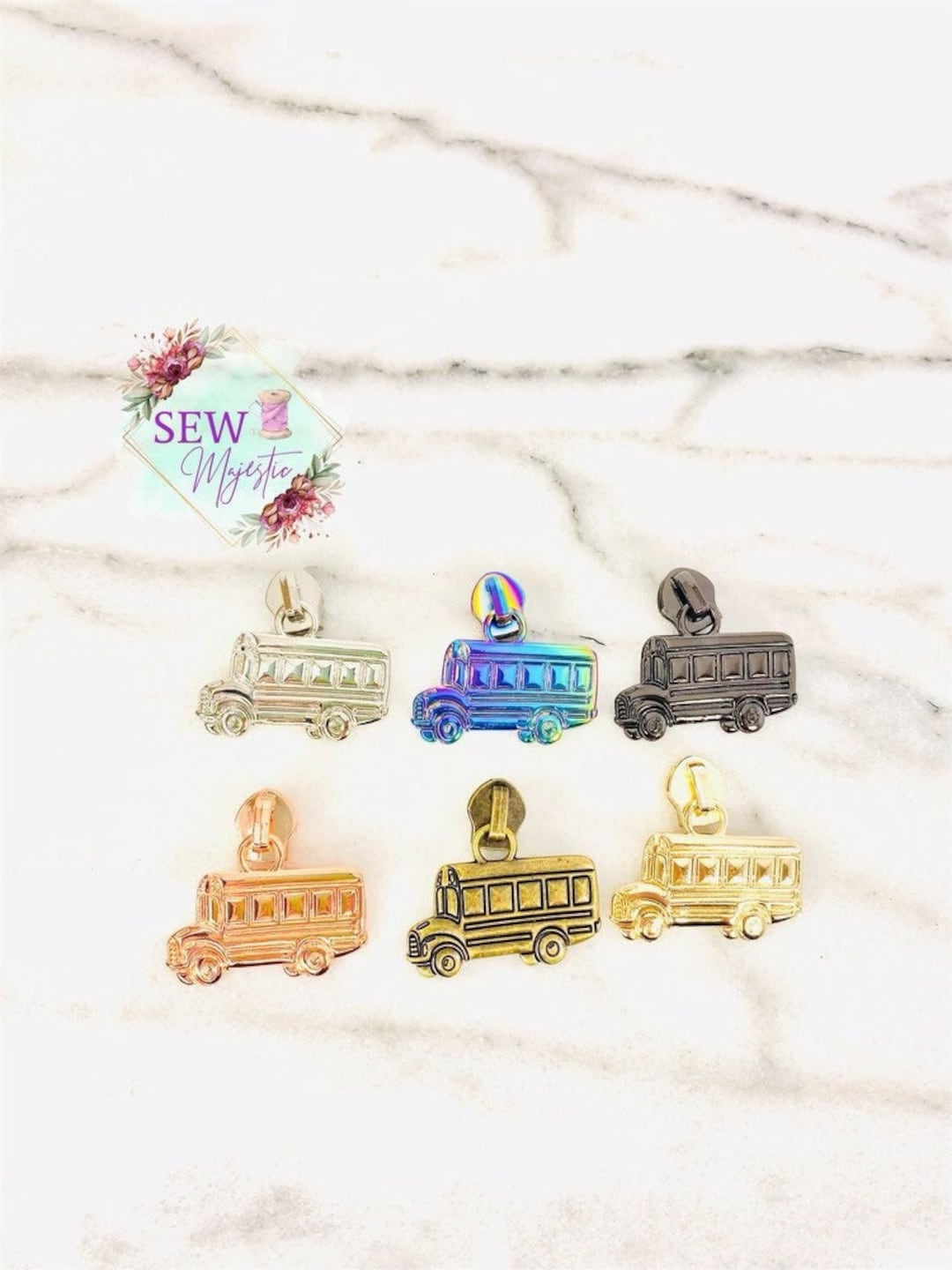 School Bus Zipper Pull, Size #5 Zipper Pull, Exclusive to Sew Majestic ...