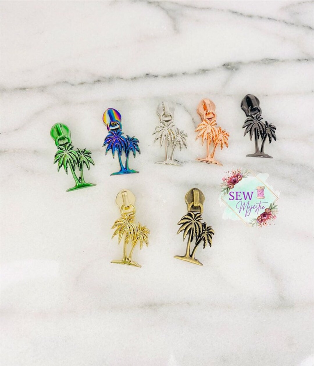 Exclusive Size #5 Palm Tree Zipper Pull for Nylon Zipper Tape, Palm ...