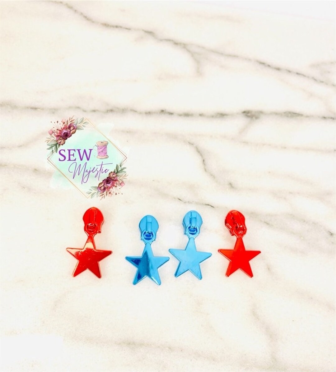 Red or Blue Size #5 Star Nylon Zipper Pull, Custom Zipper Pull, Star ...
