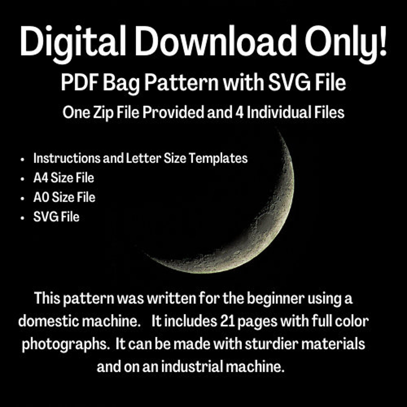 Winter Crescent Bag, PDF Pattern, Bag Pattern, Sewing Pattern for Bags ...