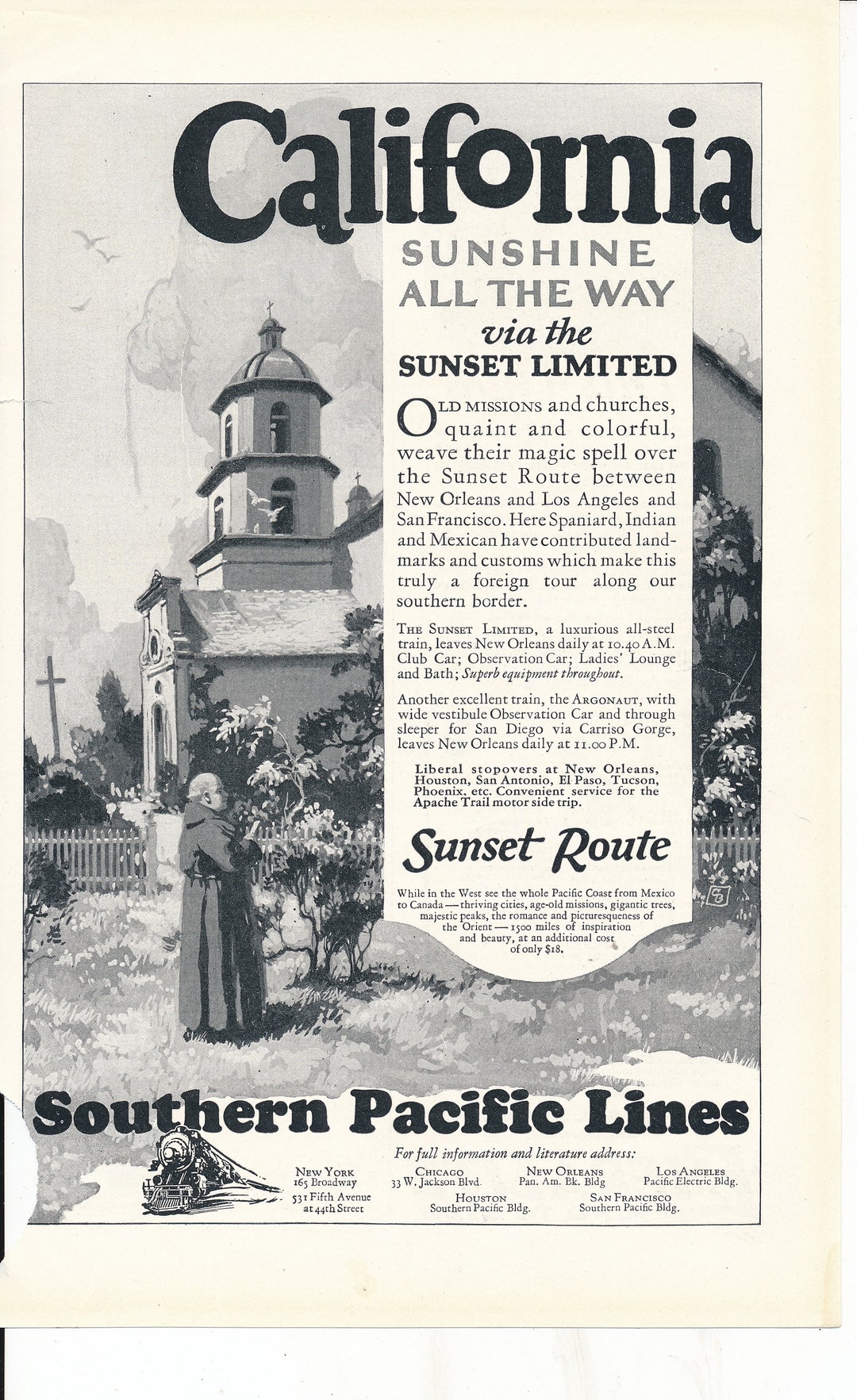Vintage Southern Pacific Railroad 4 Magazine Print Ads From 1920's and ...