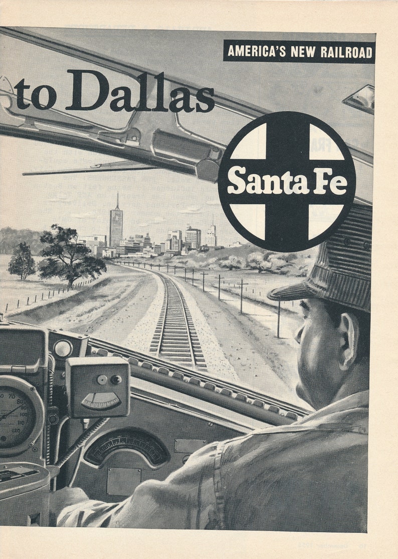 Santa Fe Railway Print Ad's Lot of 3 From the 1950's - Etsy