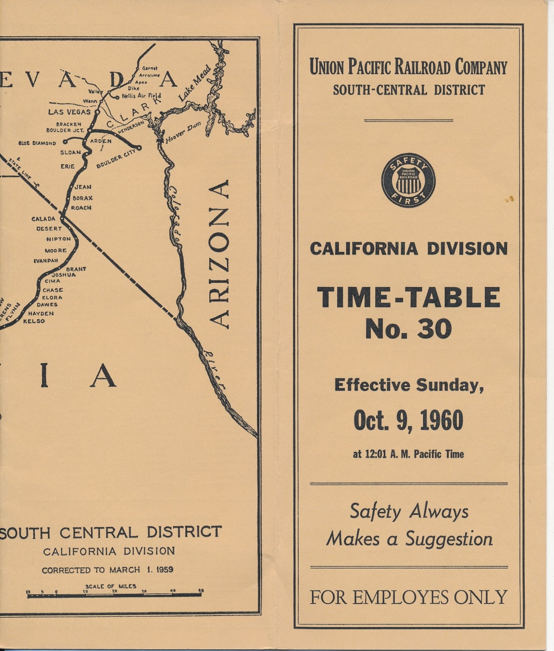 Union Pacific Railroad California Division Employee Timetable 30 ...