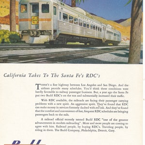 Budd Railcar Company RDC Budd Cars 3 Print Ad's 1950's Promoting New ...