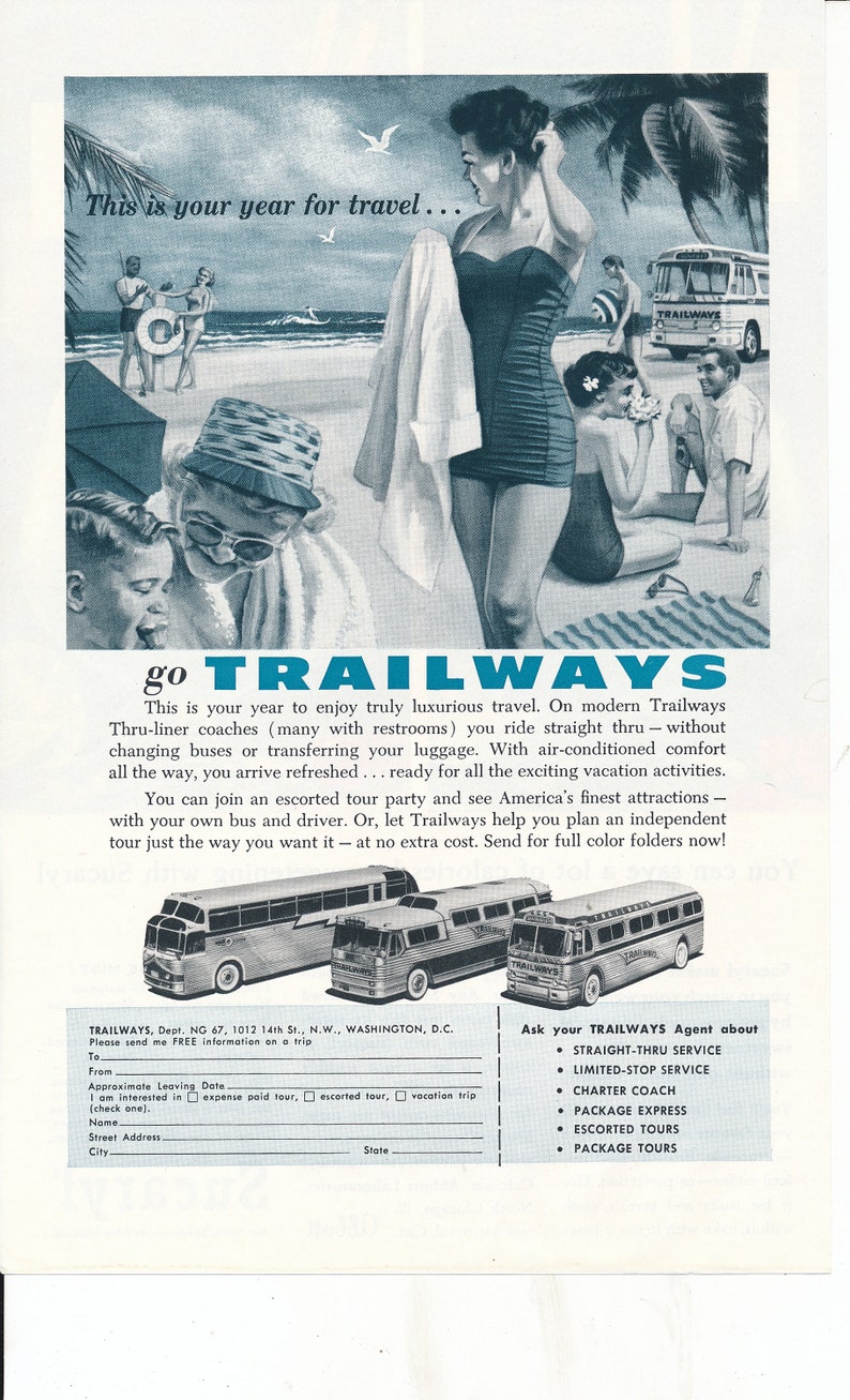 Trailways Bus Company 2 Magazine Ads From the 1950's - Etsy