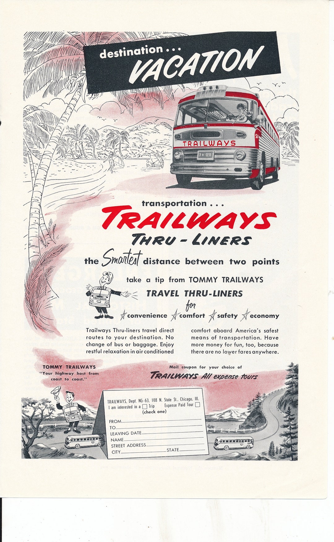 Trailways Bus Company 2 Magazine Ads From the 1950's - Etsy