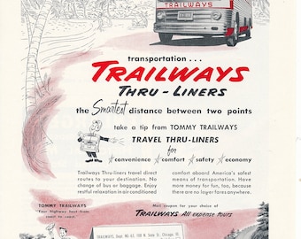 Trailways Bus Company 2 Magazine Ads From the 1950's - Etsy