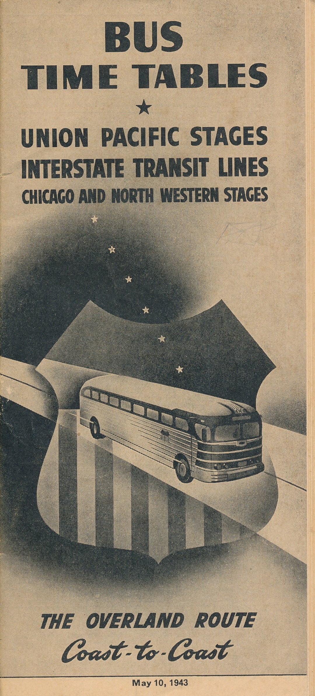 Union Pacific Bus Time Tables Lot of 2: October 15, 1942 and May 10 ...