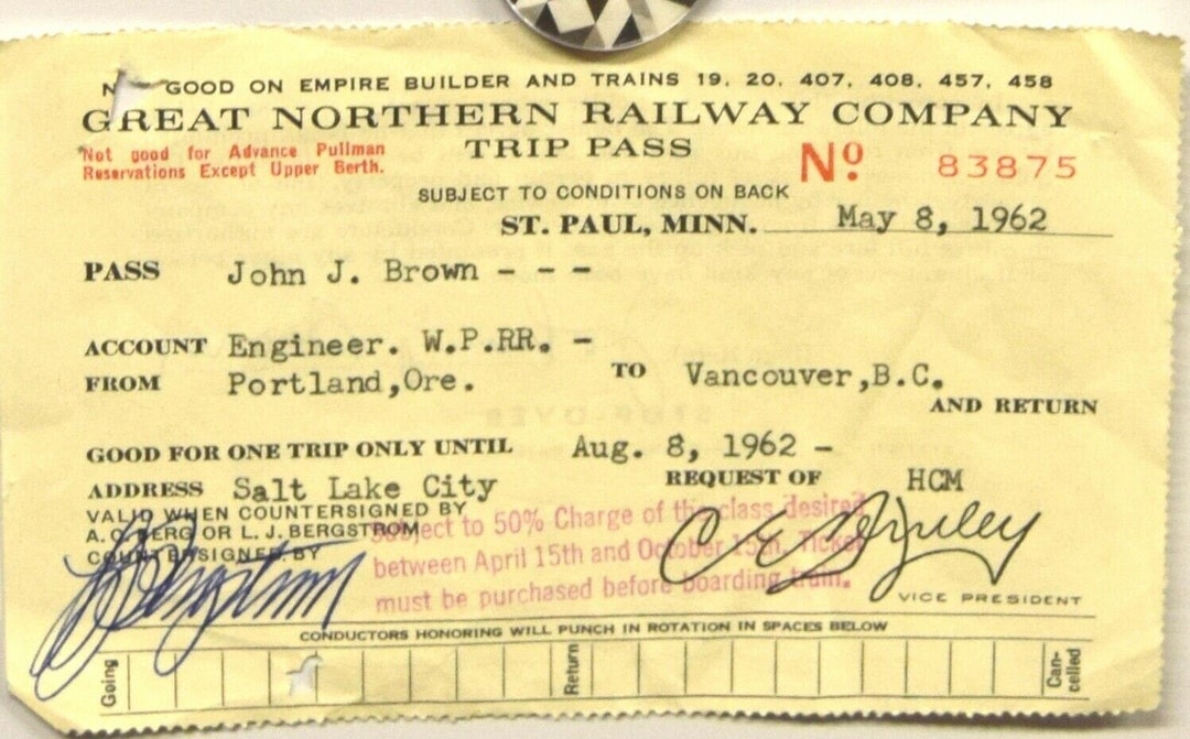 Great Northern Railway Company Trip Passes and The Great Northern News ...