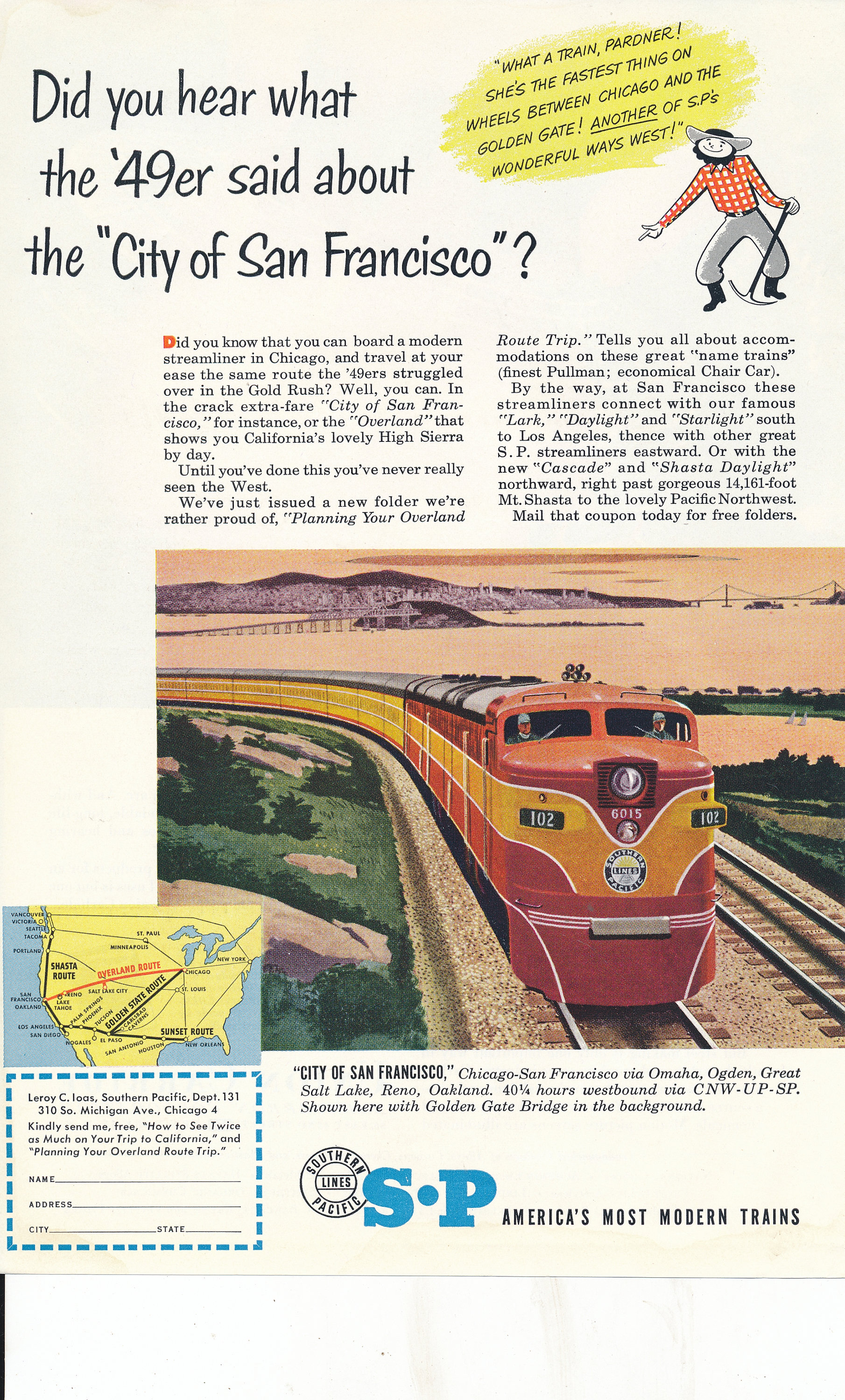 Vintage Southern Pacific Railroad 4 Magazine Print Ads From 1950's ...