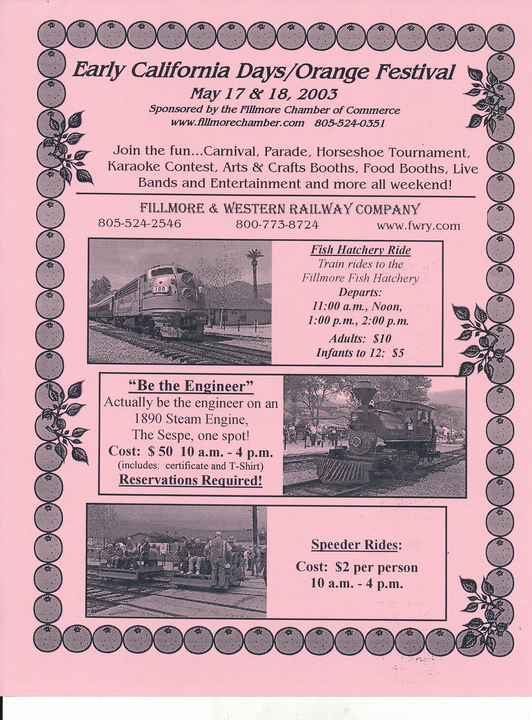 The Fillmore & Western Railway Lot of 16 Different Flyers for Theme ...