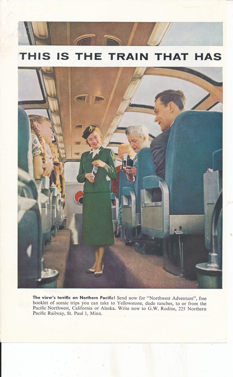 Northern Pacific Railway 5 Magazine Print Ads From the 1950's - Etsy