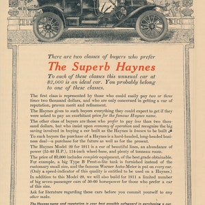Haynes Automobile Company 4 Vintage Print Ads From the 1900's - Etsy