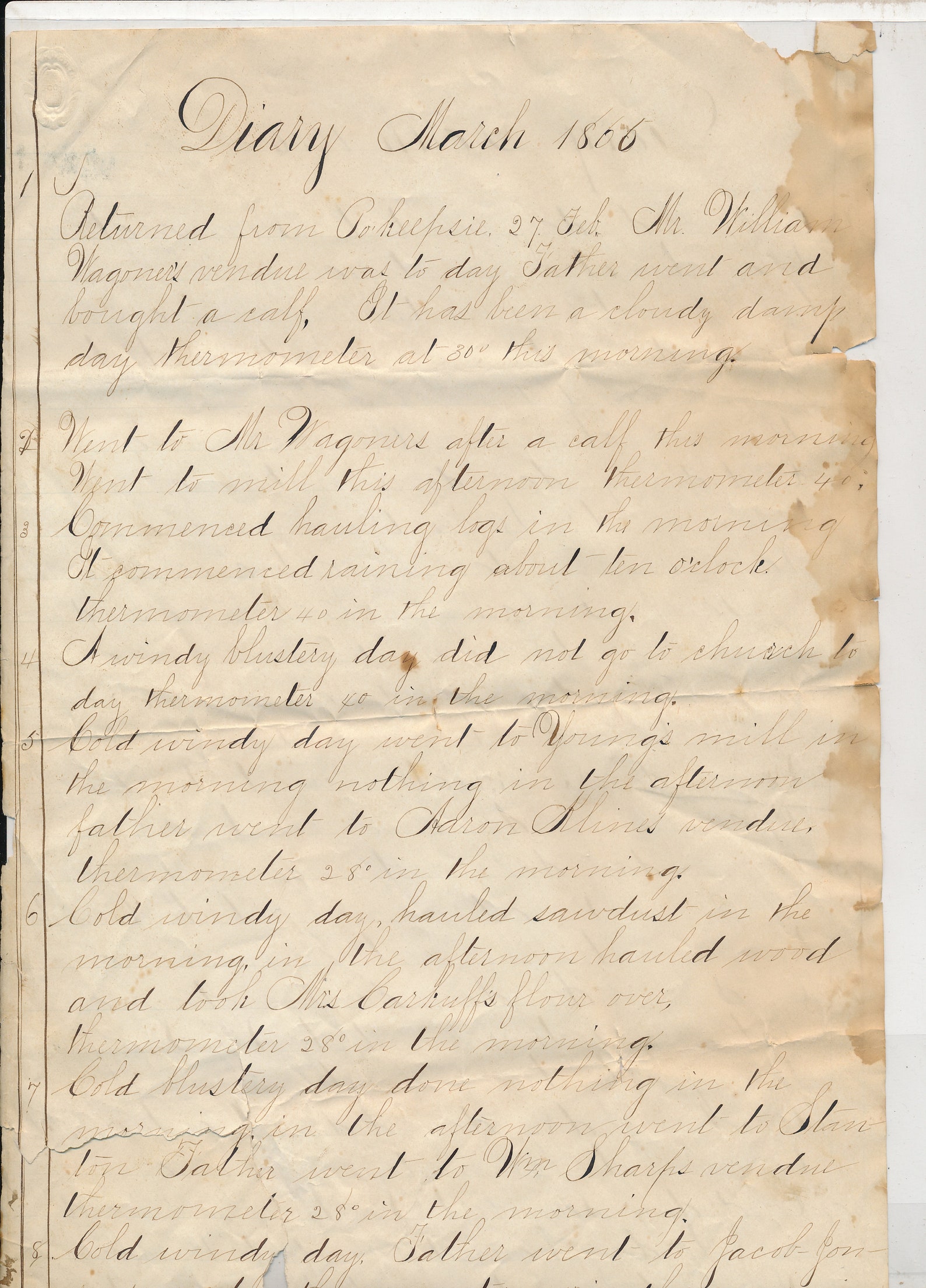 Antique Diary Dated March 1806 Hand Written on Both Sides on US Army ...