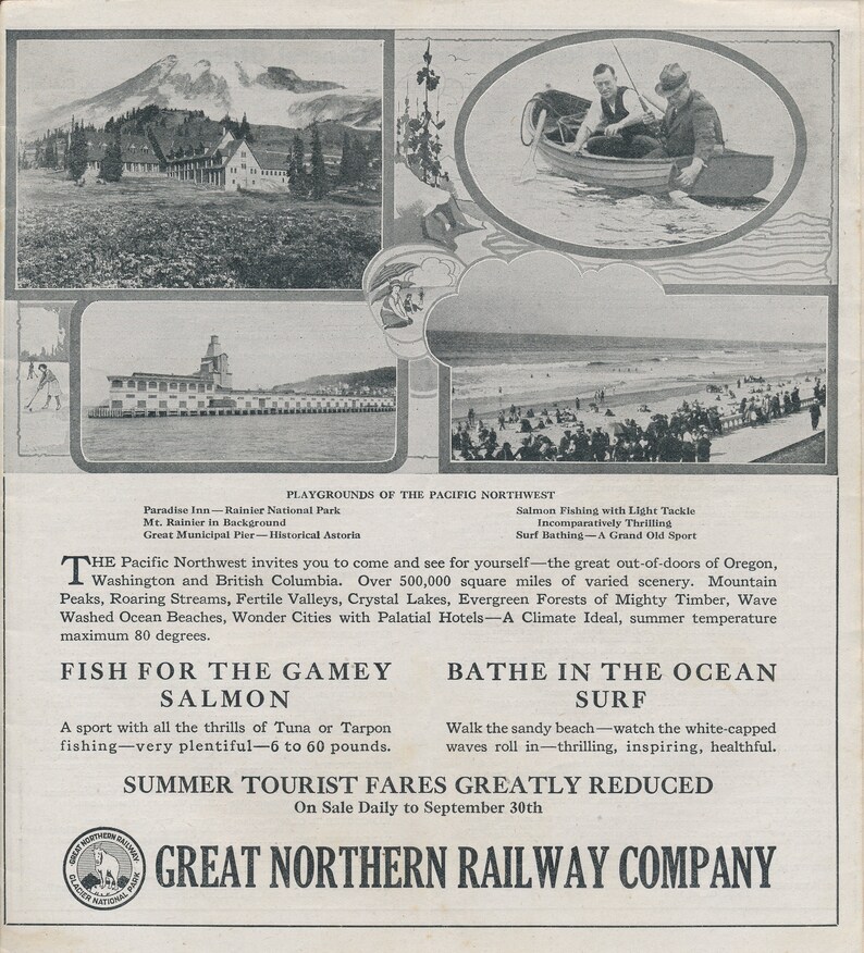 Great Northern Railway Public Timetable Dated July 1922 - Etsy