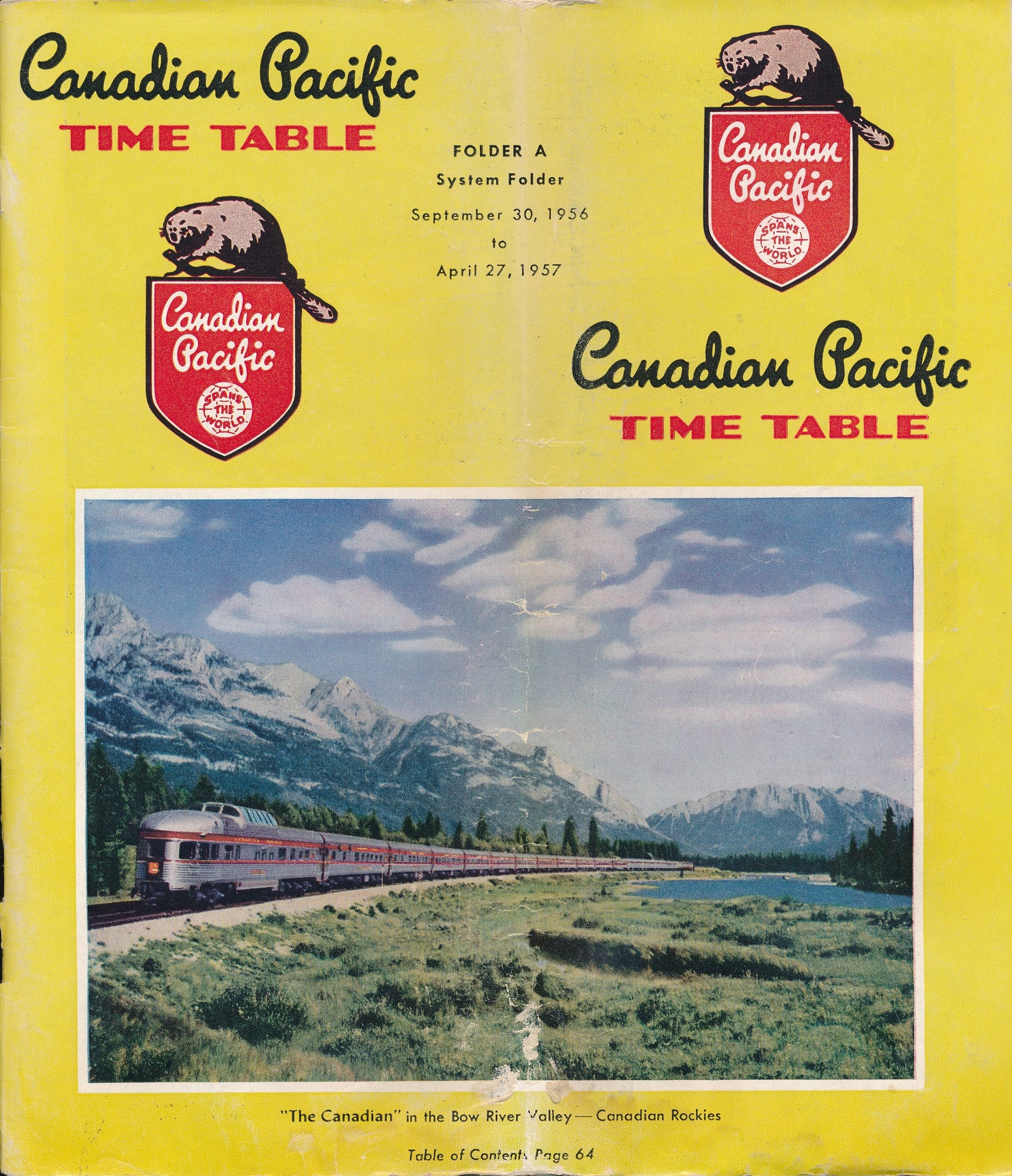 Canadian Pacific Railway Public Timetable September 30, 1956 - Etsy