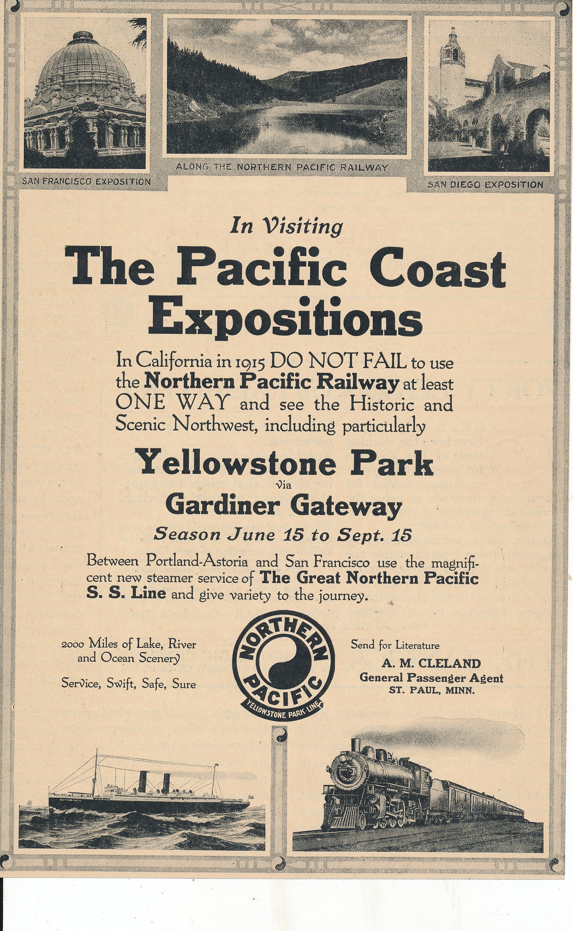 Northern Pacific Railway 2 Very Rare Magazine Print Ads From 1915 ...