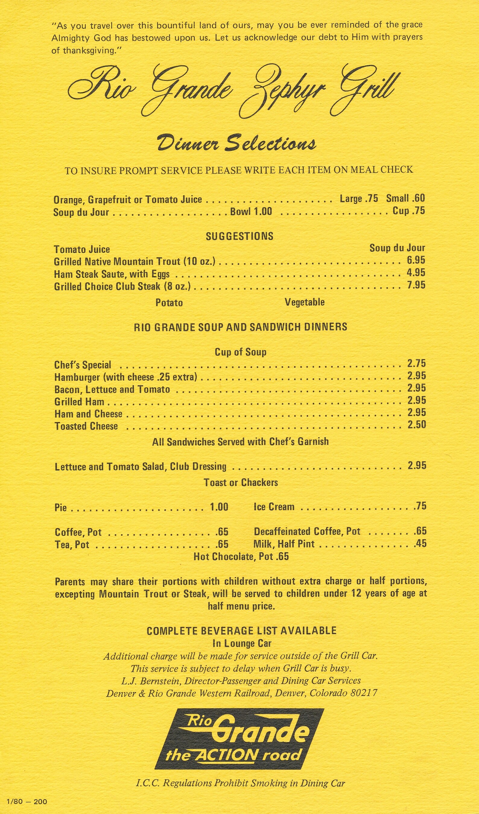 Rio Grande Zephyr Grill Breakfast, Lunch and Dinner Menus Lot of 3 - Etsy