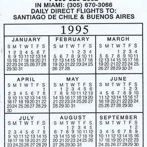 Ladeco Airlines Calendar for 1995 and Sheet on Airport Information for ...