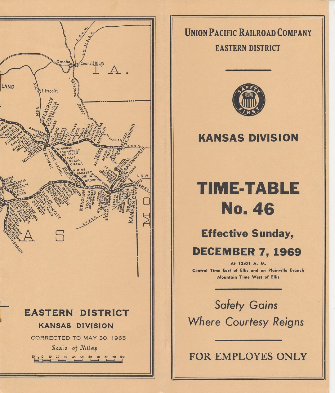 Union Pacific Railroad Kansas Division Employee Timetable 46 December 7 ...