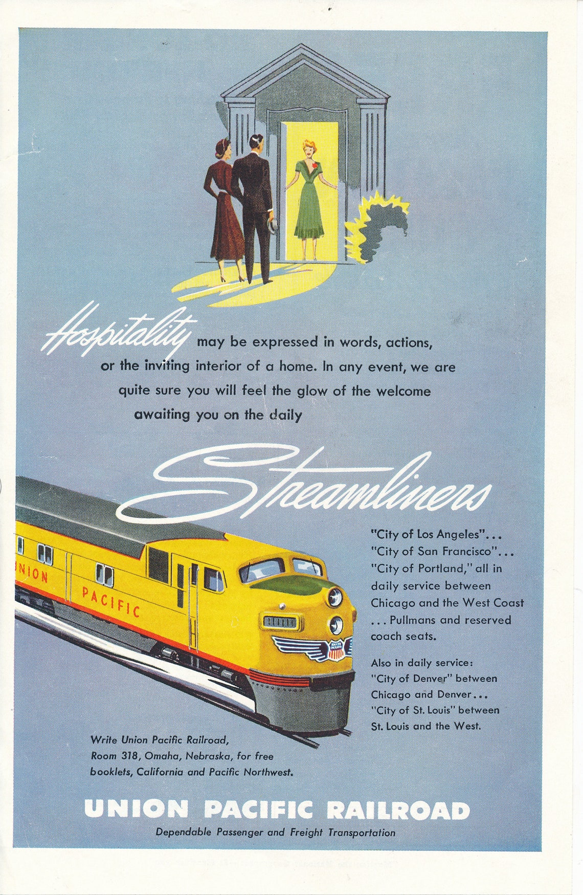 Union Pacific Railroad 4 Magazine Print Ads From the 1940's - Etsy