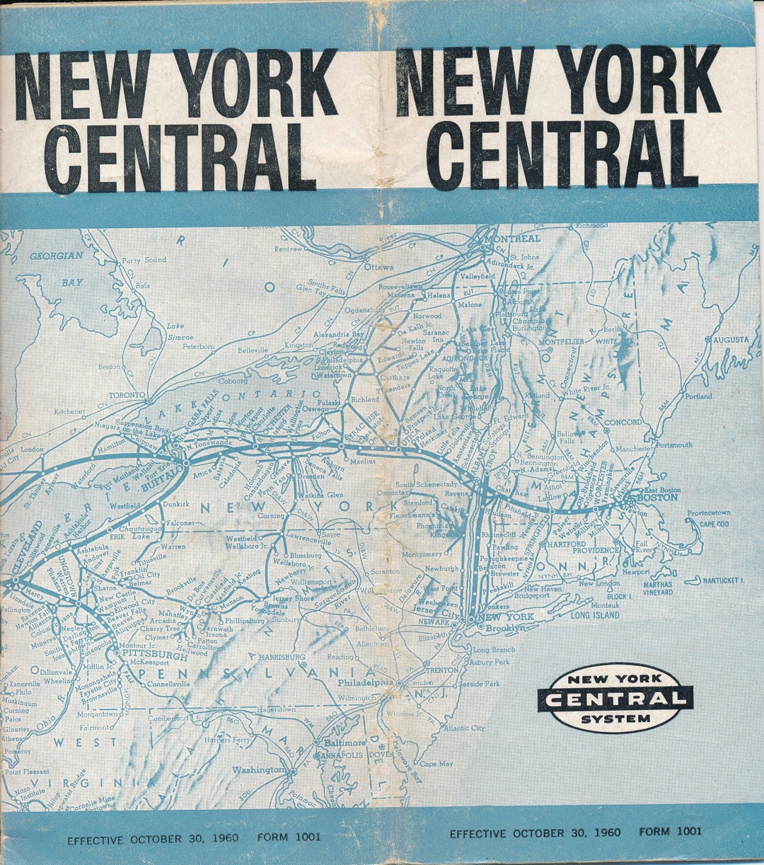 New York Central Railroad Public Timetable October 30, 1963 - Etsy