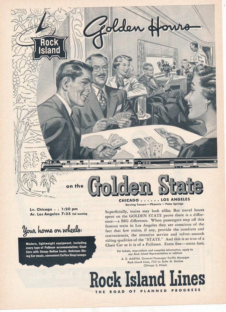 Chicago, Rock Island & Pacific Railroad 2 Magazine Print Ad's From the ...