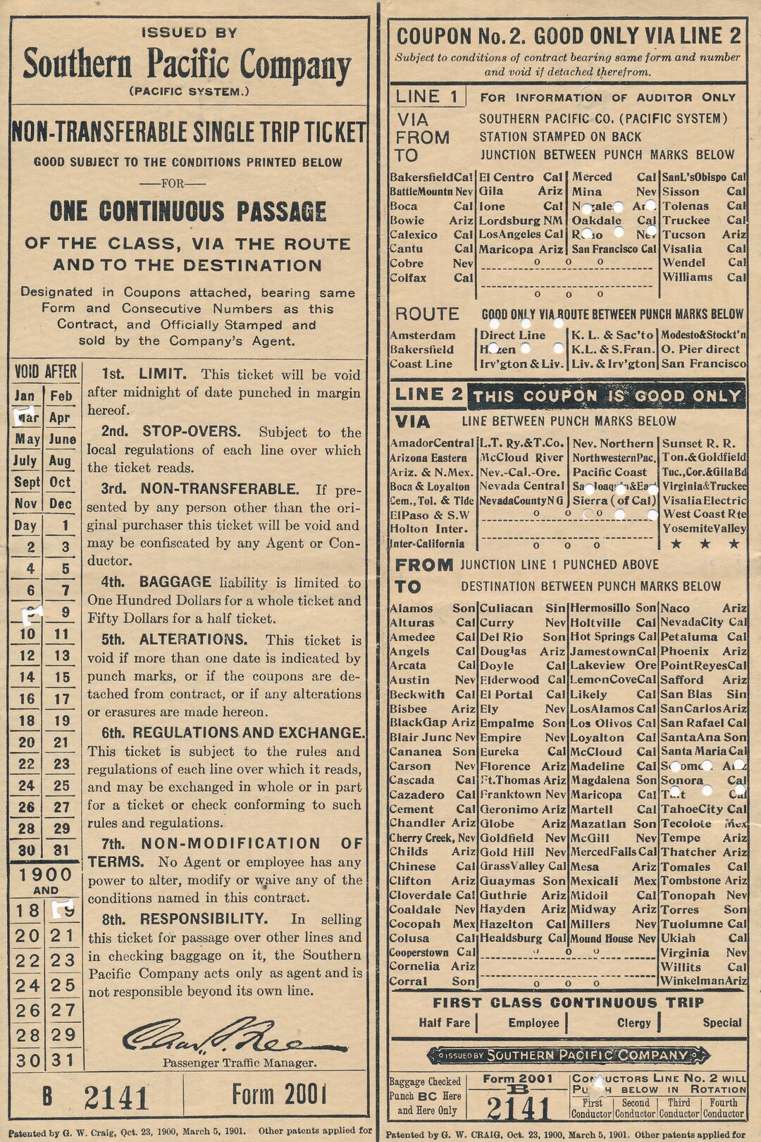 Southern Pacific Railroad Ticket Dated 1919 - Etsy